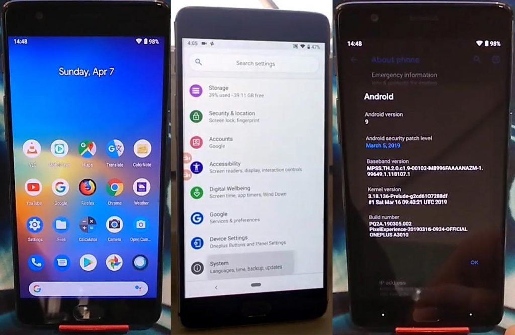 Install OnePlus 3/3T Pixel Experience Pie 9.0 Official ROM - Android ...