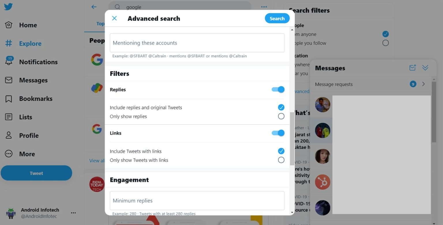 How to use Twitter DMs Old Conversation Search Bar in Android Mobiles ...