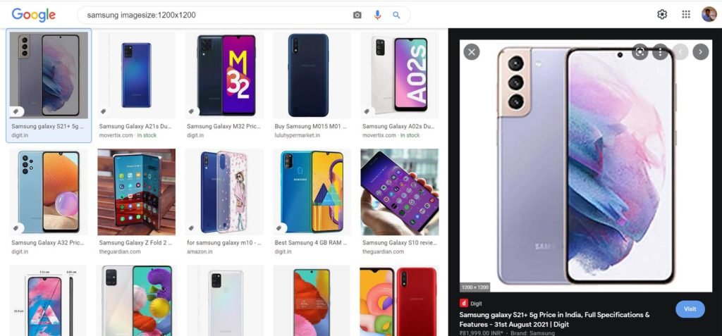 How to do Custom Size Image Search in Google? - Android Infotech