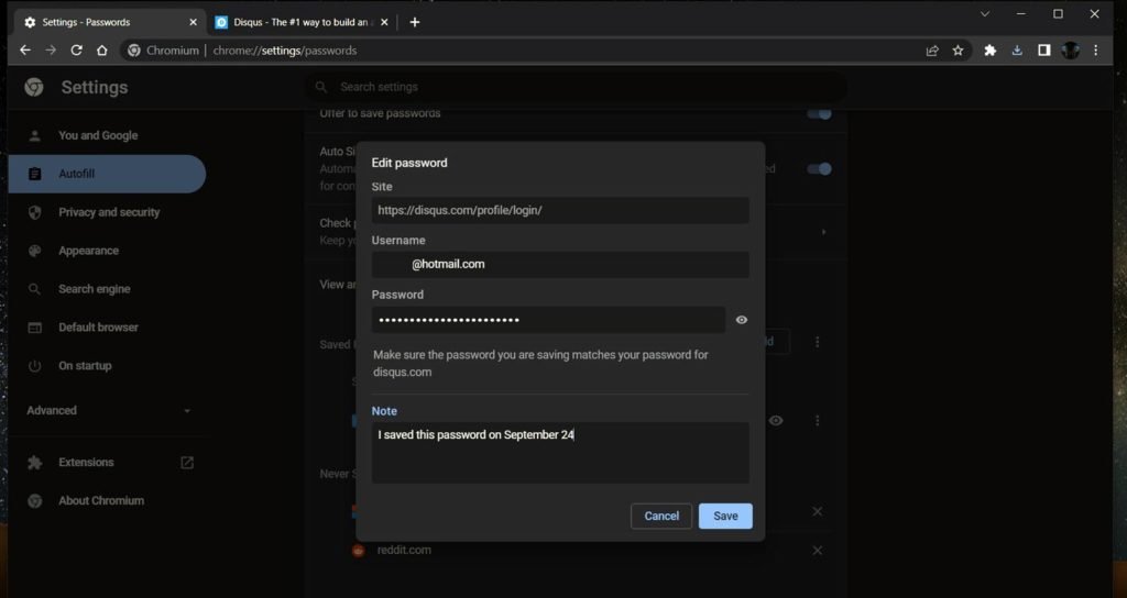 Google Chrome Password Manager getting Share and Add Notes Options ...