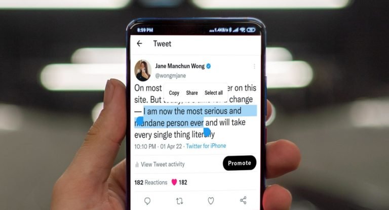 Select Text ability from Tweet coming to Twitter Android - Android Infotech