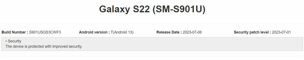 Samsung Galaxy S22 Series USA Region July 2023 OTA Update - Android ...