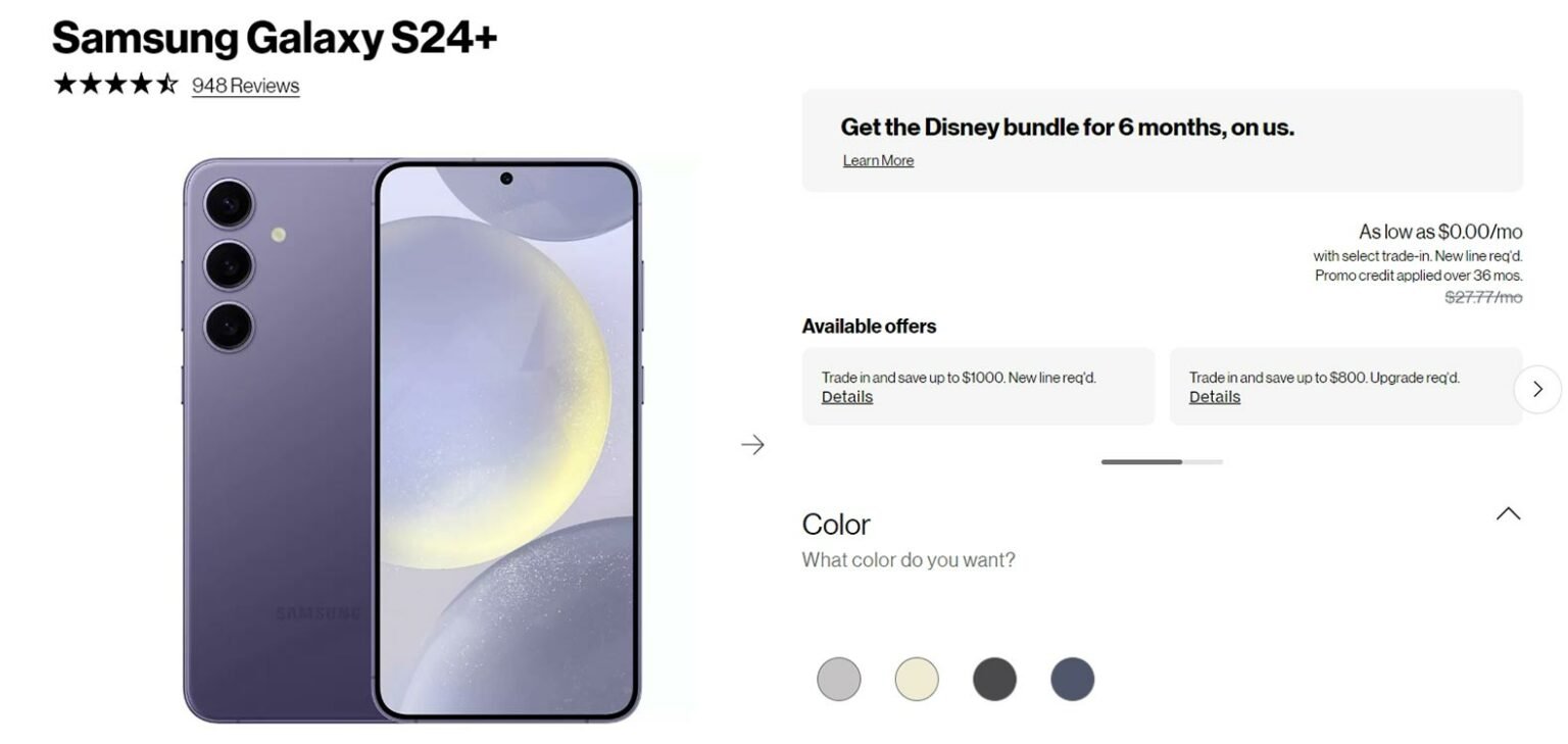 Get Samsung Galaxy S24 Plus & 6 Months Disney Bundle FREE with Verizon ...